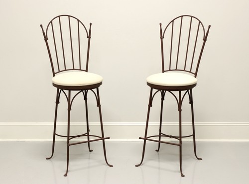CHARLESTON FORGE Wrought Iron Shaker Arch Bar Height Swivel Stools ...