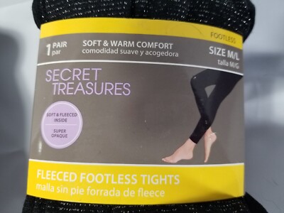 Ladies Secret Treasures, fleece lined, sparkle, footless tights, size M ...