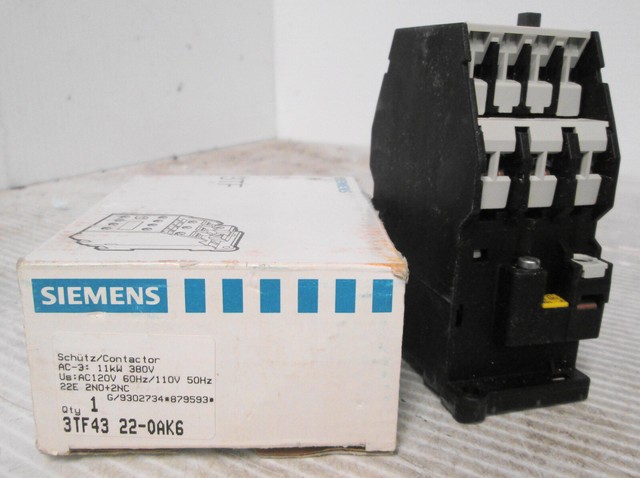 Direct Replacement Siemens Contactor 3tf43 3tf4322-0ak6 120v Coil for ...
