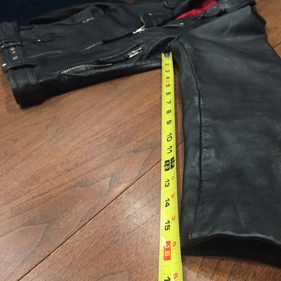 Topshop Black Genuine Leather Moto Biker Jacket Womens 10 M Zip Grunge ...