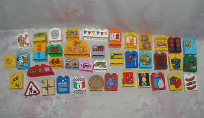 Lego Duplo Decal Accessory Brick Lot - Bank Sign, Cash Register, Bees ...