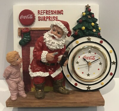Christmas 1998 Coca-Cola Santa Figurine Clock - Refreshing Surprise | eBay
