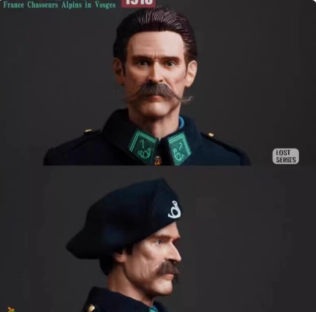QOM-1041 1/6 Scale Head+ Beard Model for 12'' WW1 France Chasseurs ...