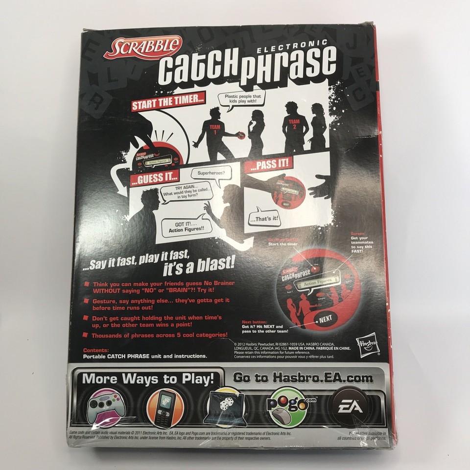 SCRABBLE Electronic CATCH PHRASE Game Hasbro Ages 12+ Open Box 2012 VTG ...