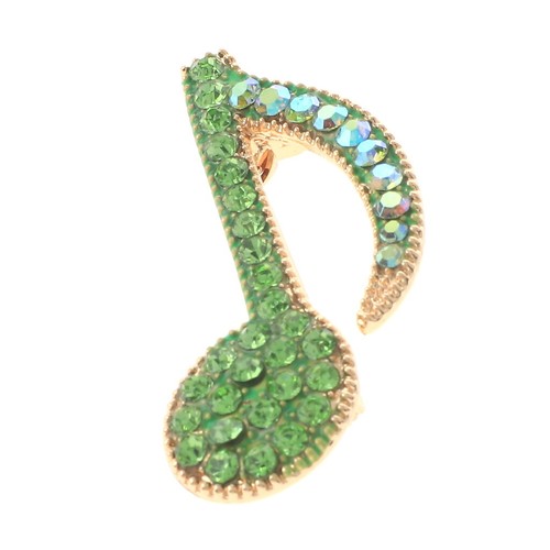 Gold Tone Metal Crystal Music Note Brooch P1500-GRN | eBay