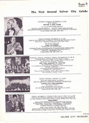 Brochure 1st ANNUAL CULVER CITY CELEBRITY SERIES Basil Rathbone Burgess ...