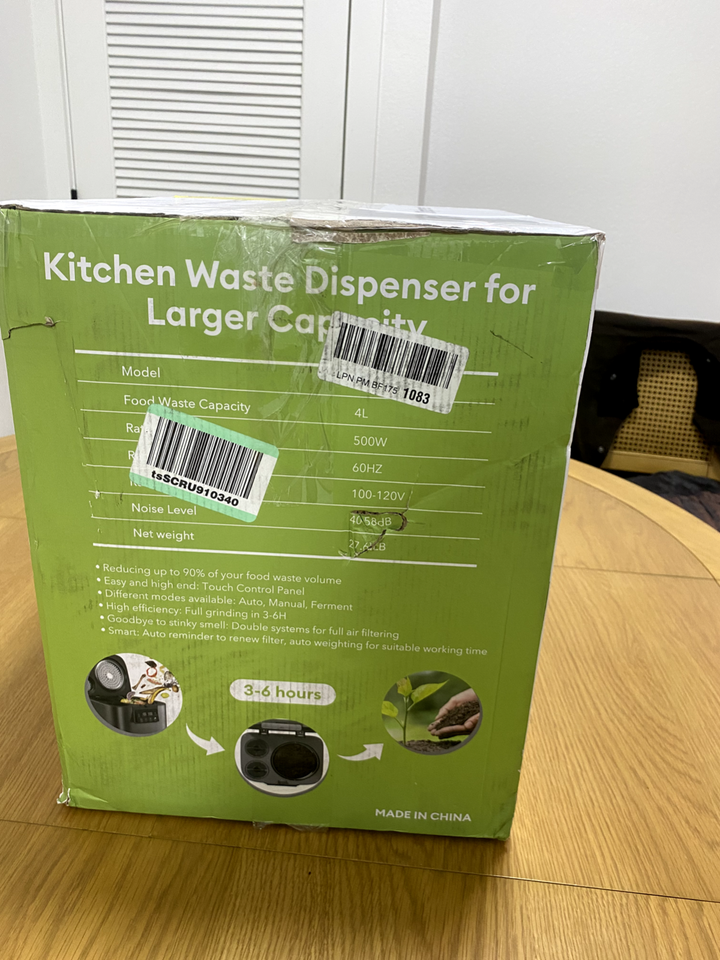 Electric Kitchen Composter, 4L Large Capacity Smart Indoor Compost Bin ...