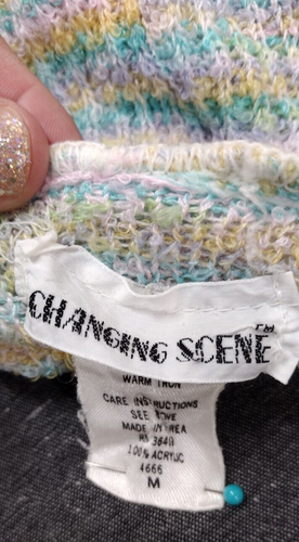 1970S TURTLENECK RAINBOW SHERBERT COLORS VINTAGE LIGHT SWEATER Size S/M ...