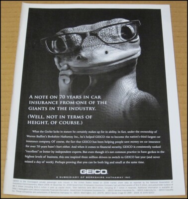 2010 GEICO Car Insurance Print Ad Advertisement Gecko Berkshire ...