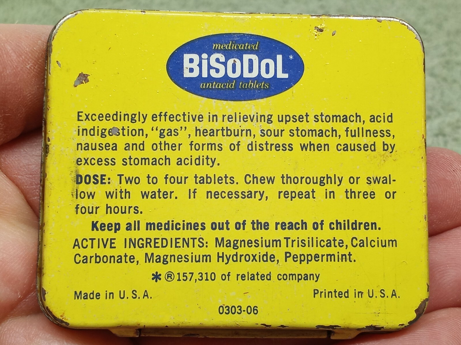 VTG TIN BISODOL FAST RELIEF FROM UPSET STOMACH EMPTY ANTACID TABLETS ...