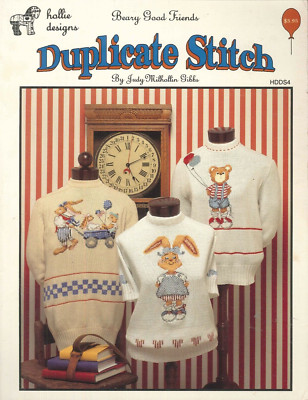 Beary Good Friends Duplicate Stitch Leaflet 1991 Gibbs Bunny July 4th ...