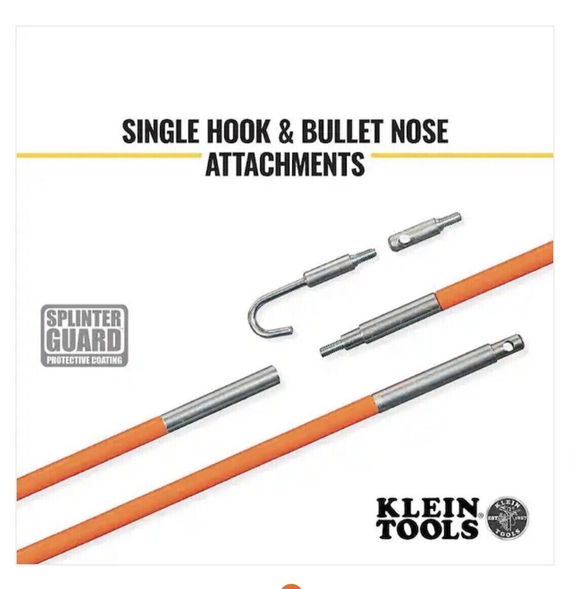 Klein Tool 12' x 1/4" Lo-Flex Fish Rod Wire Puller Set w/ Bullet Nose ...