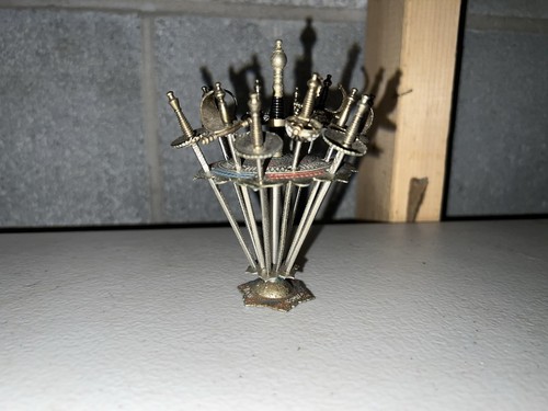 Vintage Metal miniature sword cocktail picks with decorative stand | eBay