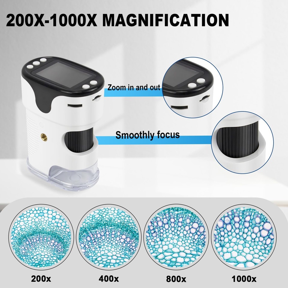 1000X Handheld Digital Microscope for Kids 2'' HD Screen 4K Small ...