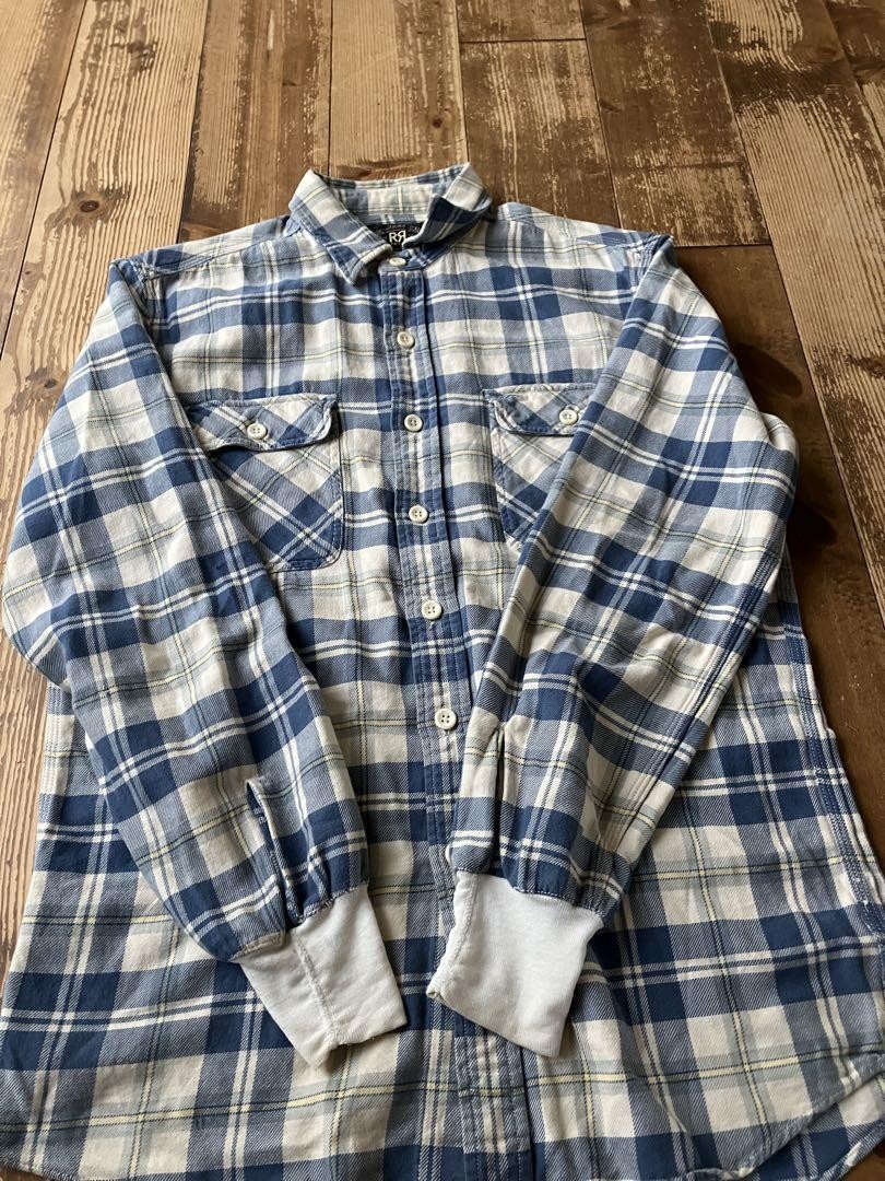 RRL Double RL Flannel Shirt White Navy Checkered Patt… - Gem