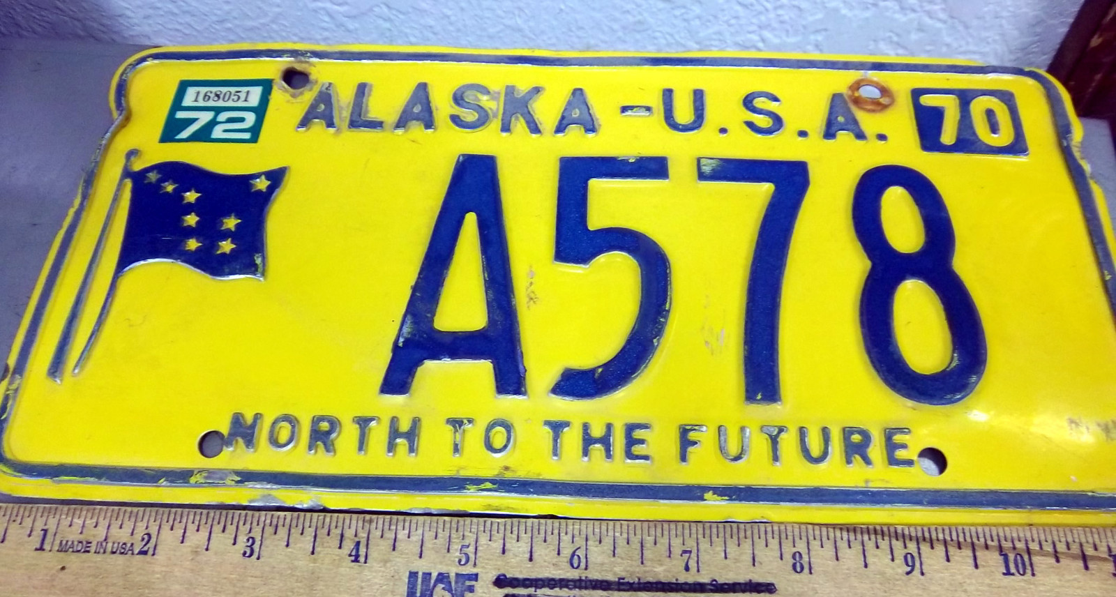 Alaska License Plate 1970 very LOW number A578, Alaska Flag north 2 the ...