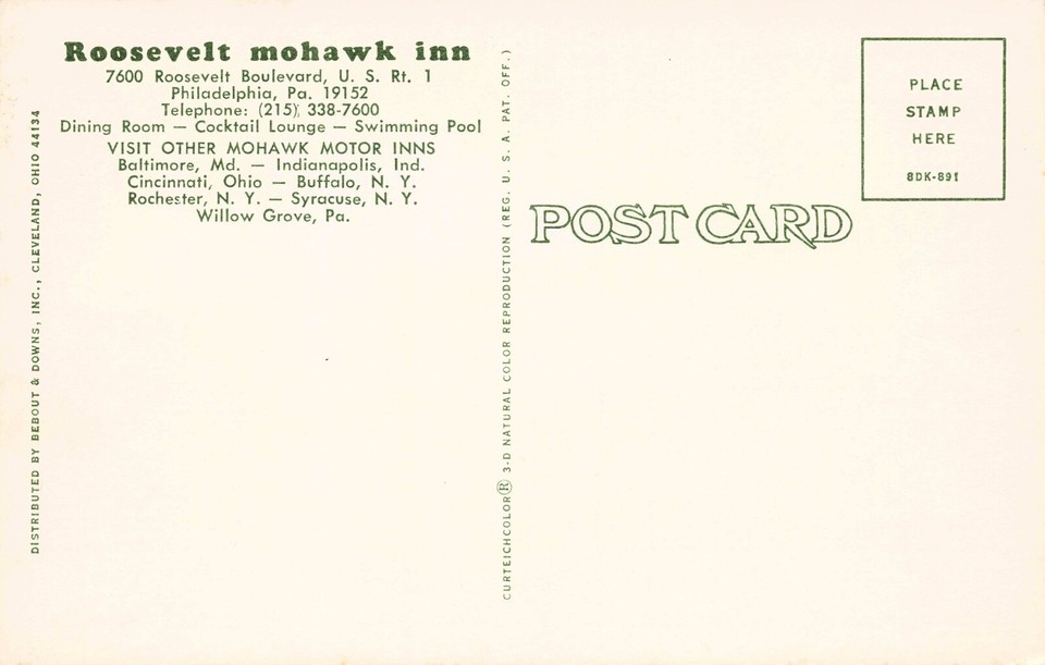 Roosevelt Mohawk Inn, Philadelphia, Pennsylvania Vintage PC | eBay