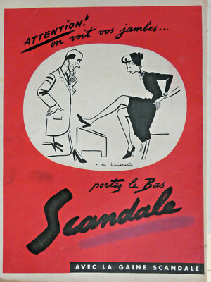 PUBLICITÉ DE PRESSE 1953 PORTEZ DES BAS SCANDALE ON VOIR VOS JAMBES ...