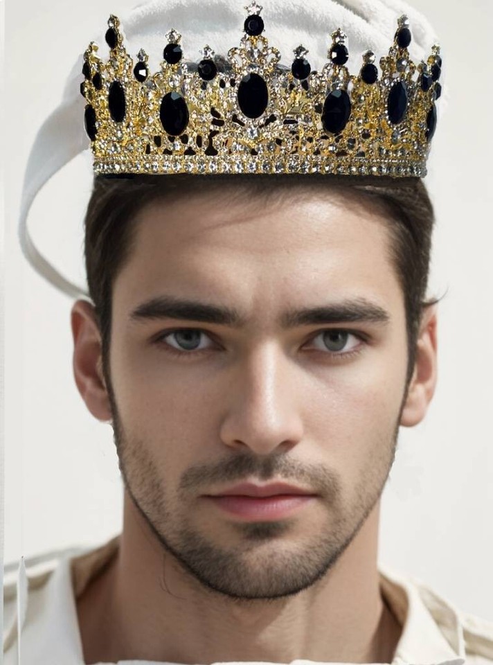Royal Black Crystal Crown for Men, Party, Costume, Headpiece, Jewelry ...