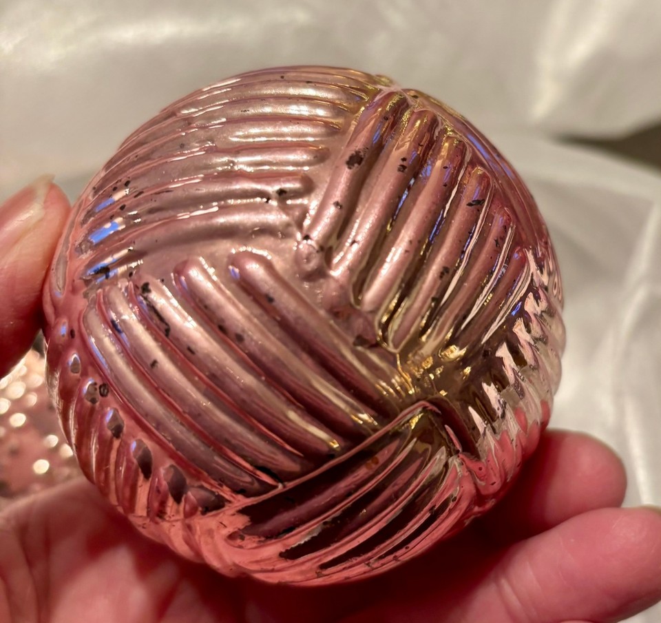 2 Kugel Style Mercury Glass Christmas Ornaments, Pink Dusty Rose ...