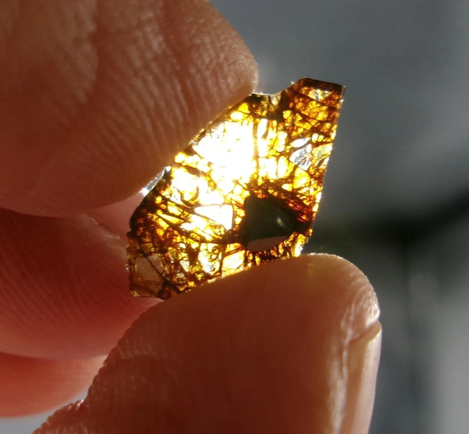 Borzya Pallasite Meteorite Slice ~ 0.27 grams ~ Beautiful Colors ...