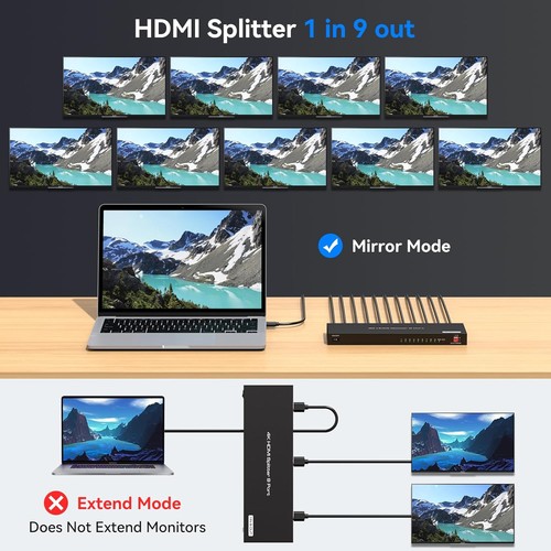 HDMI Splitter 1x9 4K@60Hz 9 Port TV Monitor 1 in 9 Out Black | eBay