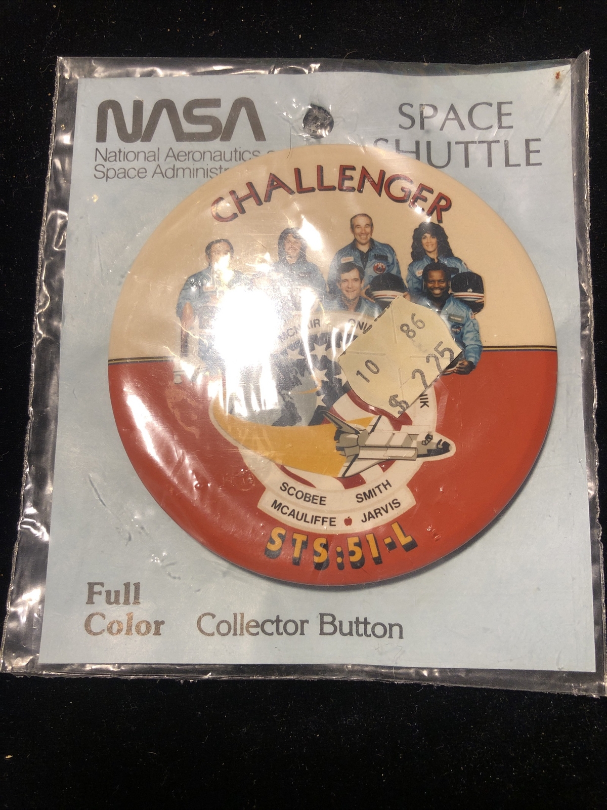 Vintage NASA Space Shuttle CHALLENGER Souvenir 3.5" BUTTON Pin NOS ...