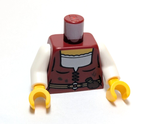 Lego - Minifigure Torso - Female, Dark Red Vest, White, Medieval, Belt ...