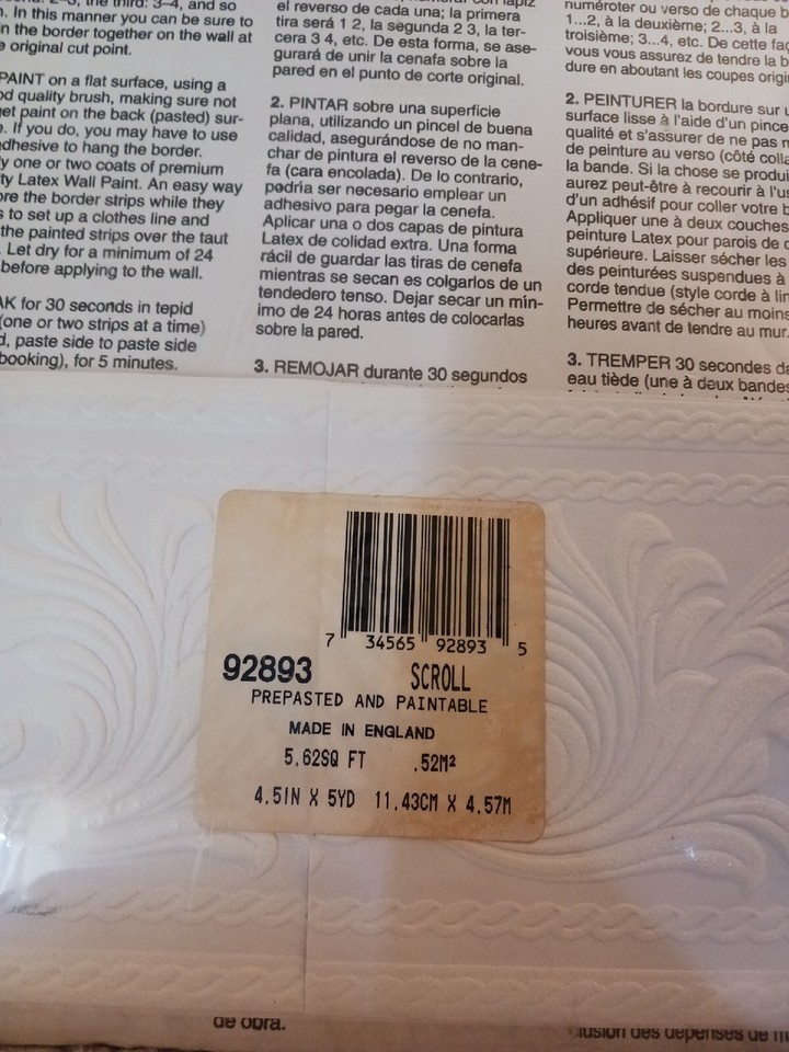 Graham Brown Super Fresco Paint n Hang Borders 92893 Scroll Prepasted ...