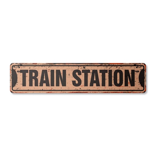 TRAIN STATION Vintage Street Sign Metal Plastic railroad crossing xing ...