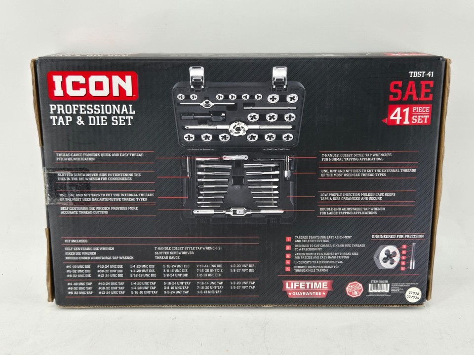 ICON TDST-41 Piece SAE Professional Tap & Die Set 59158 | eBay