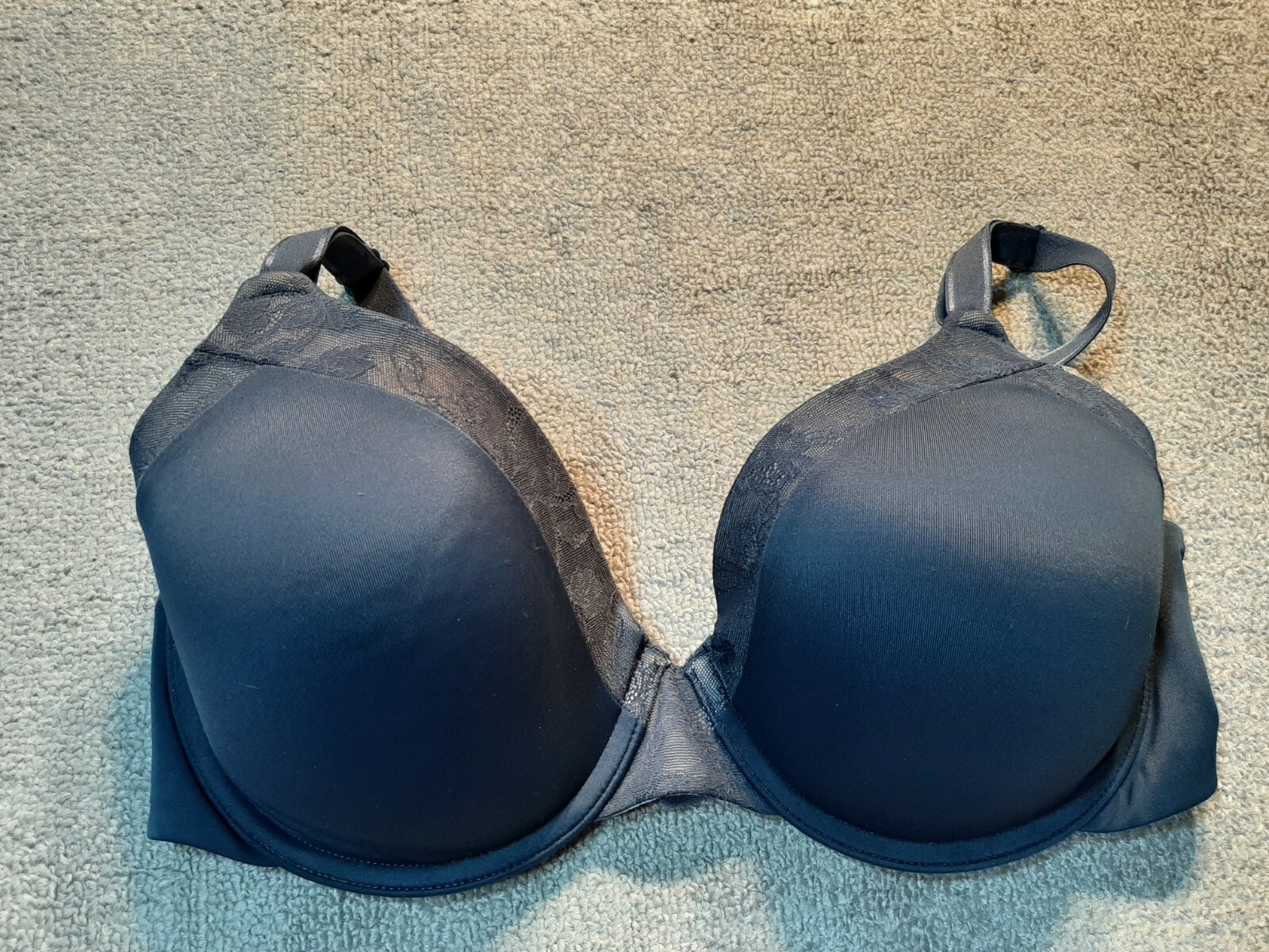 Maidenform Bra Size 34D Navy Blue Underwire satin Padded Lace Trim | eBay