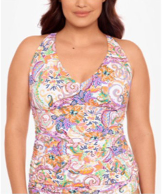Lauren Ralph Lauren Deep V Neck Tankini 20116126W Multi 18W NWT | eBay