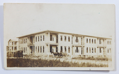 Real Photo Postcard Building In Progress Old Car Horse Carriage Vintage ...