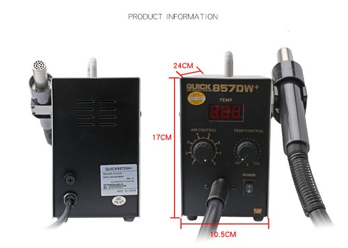 220V 580W 857DW+ Adjustable Hot Air Heat Gun SMD Soldering Rework ...