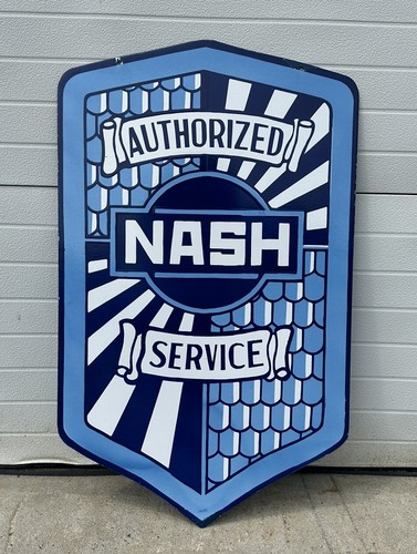 Vintage Porcelain Nash Service Sign Gas Oil Rambler Metropolitan Double ...