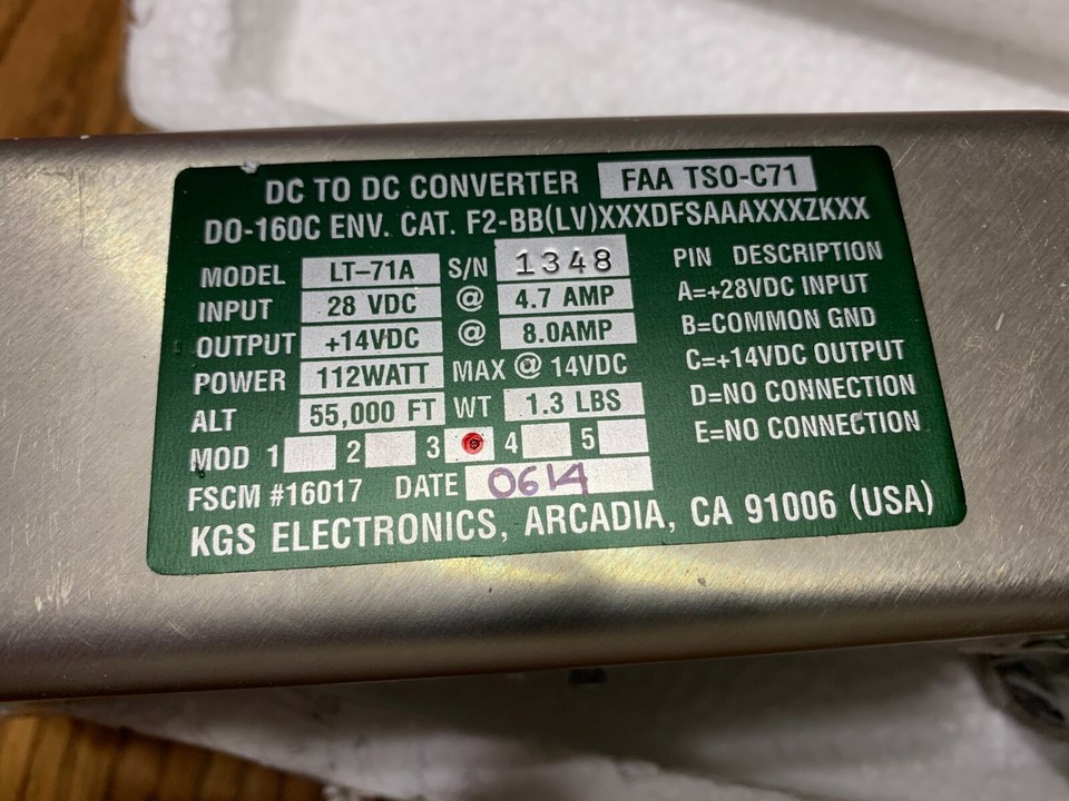 KGS Electronics LT-71A DC to DC Converter 28V-14v New Surplus | eBay