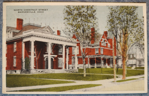 1915 POSTCARD BARNESVILLE OH OHIO NORTH CHESTNUT STREET RESIDENTIAL ...