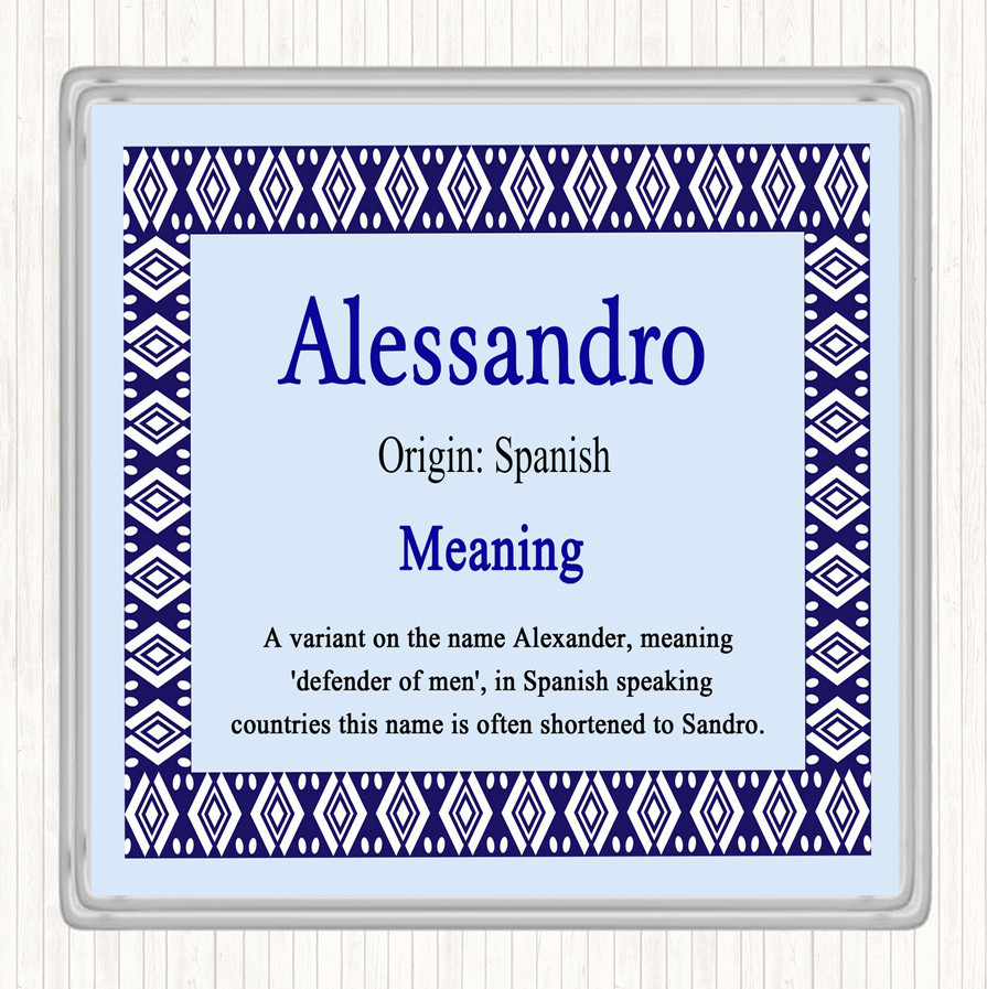 Alessandro Name Meaning Drinks Mat Coaster Blue | eBay UK