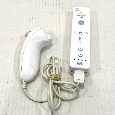 Official Nintendo OEM Wii Remote Wiimote Controller White RVL-003 With Nunchuck | eBay