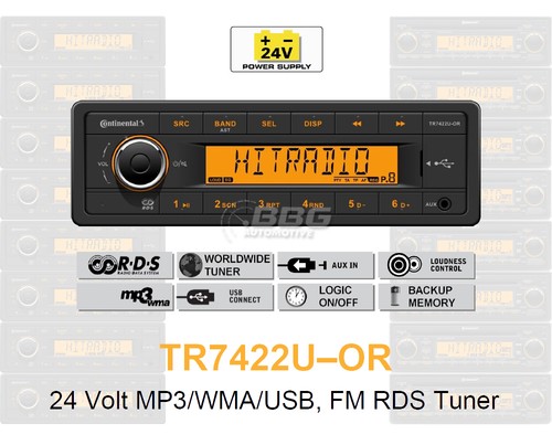 24 Volt LKW Radio RDS-Tuner MP3 WMA USB Truck Bus 24V TR7422U-OR ...