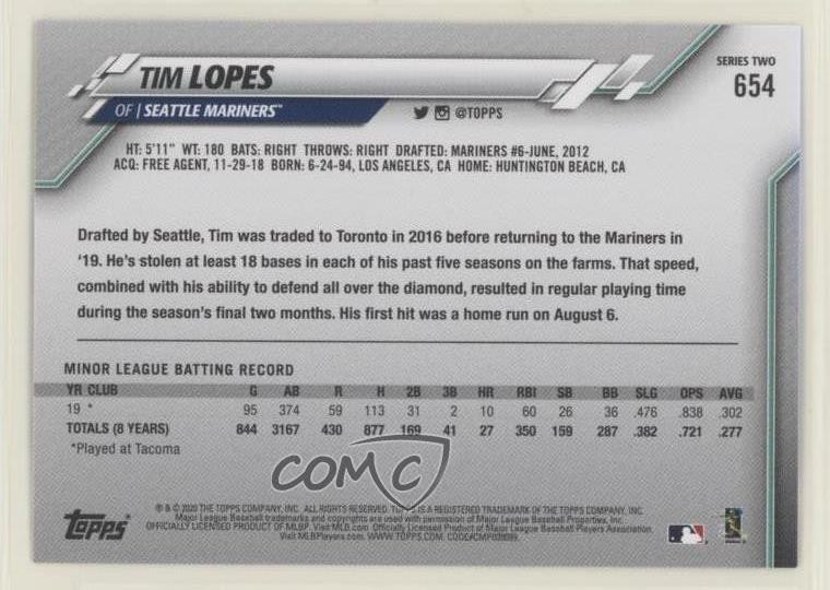 2020 Topps 582 Montgomery Club Tim Lopes #654 Rookie RC | eBay