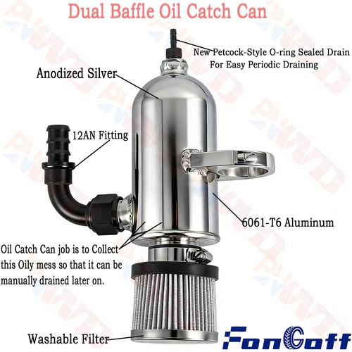 Silver Aluminum Dual Baffle Catch Can Kit For Can-Am Maverick X3 Turbo ...
