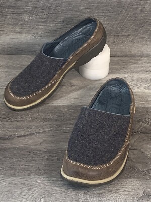 Chaco Quinn Wool Leather Slip On Mules Shoes Womens 6 Charcoal Brown ...