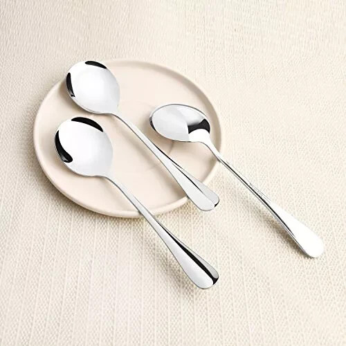 Soup Spoons 8piece Premium Soup Spoons Stainless Steel Large Round ...