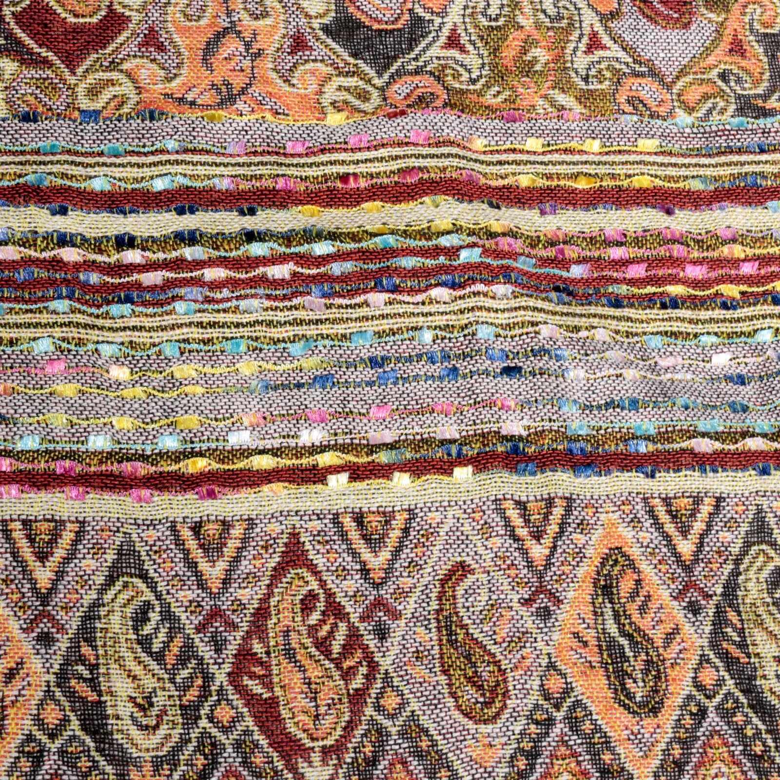 Mavish Cotton Wool Scarf Shawl Black Orange Paisley Made in Turkey Knot ...