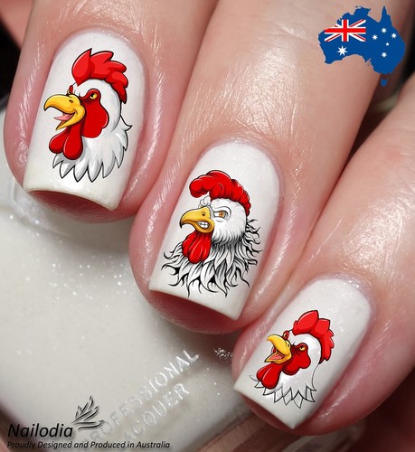 Angry Rooster Cocky Nail Art Decal Sticker Water Transfer Slider | eBay ...