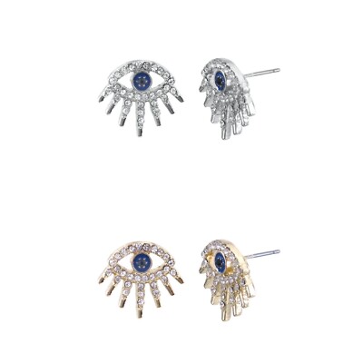 Evil Eye Post Earrings - Silver or Gold (0.73x0.65in) | eBay