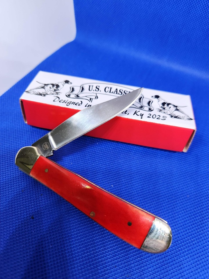 US Classic Copperhead Smooth Red Bone Single Blade Slip Joint Pocket ...