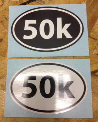 50k Run (31 mile) Half Iron sticker decals Black and White - 2 for 1 ...